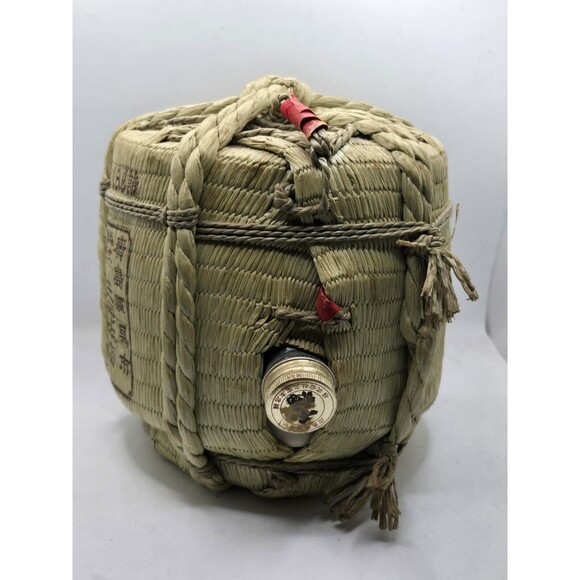 Japanese | Other | Vintage Japanese Sake Crock Barrel Jug Bamboo Reed ...
